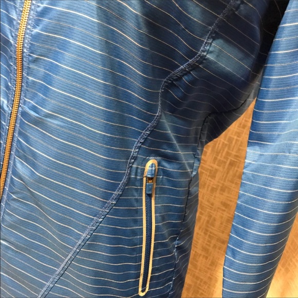 Athleta | Jackets & Coats | Athleta Blue Striped Jacket Reflective ...